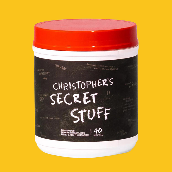 CHRISTOPHER'S SECRET STUFF PRE WORKOUT 40 SERV CBUM X RAW NUTRITION ...